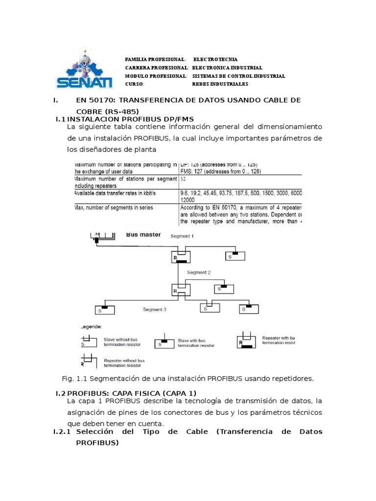 Profibus Capa Fisica en 50170 | PDF | Transmisión de datos | Conector ...