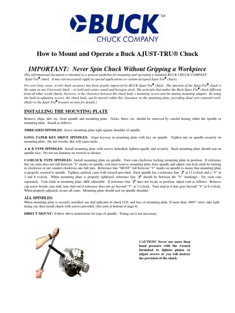 How To Mount and Operate Buck Adjust-Tru Chuck | PDF | Screw | Equipment
