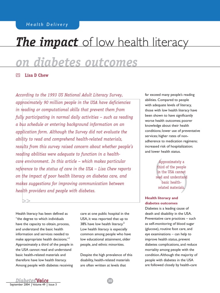 Lisa D Chew | PDF | Diabetes Mellitus | Literacy