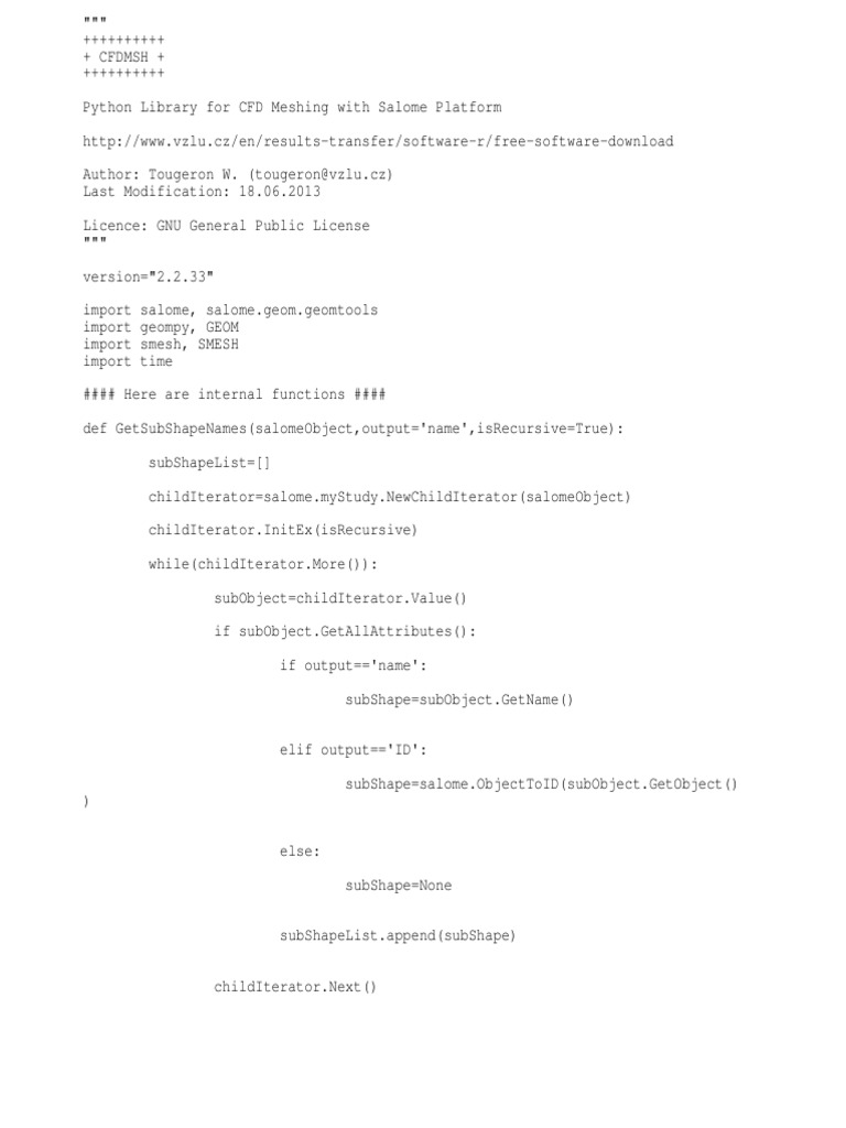 CFD Meshing with Salome in Python | PDF | Boolean Data Type | Parameter ...