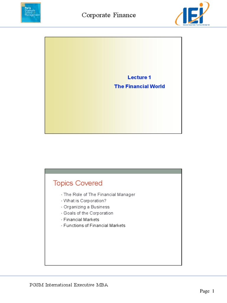 Corporate Finance Essentials for Managers | PDF