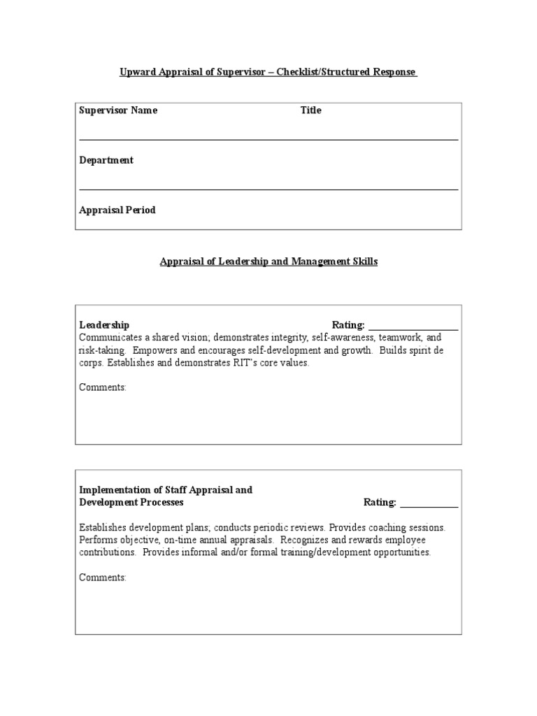 Upward Appraisal Checklist | PDF | Performance Appraisal | Goal
