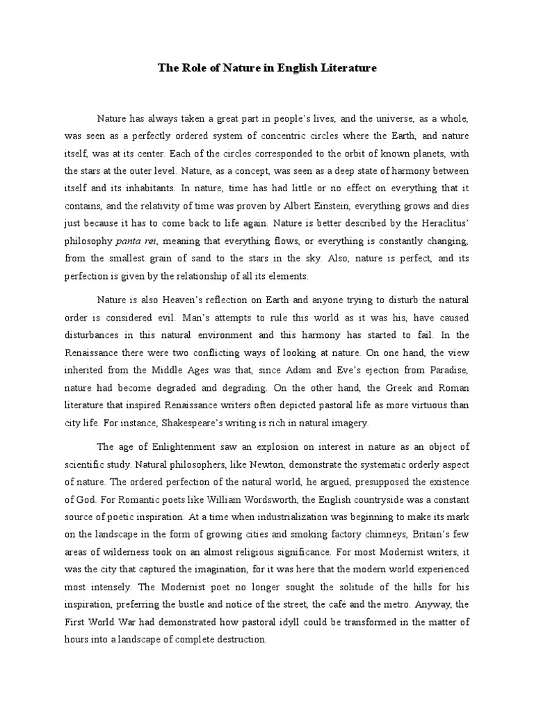 The Role of Nature in English Literature | PDF | Romanticism | Landscape