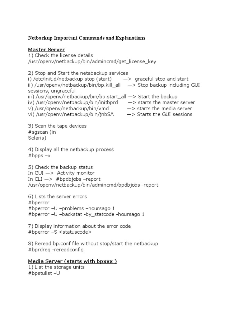Netbackup Important Commands and Explanations | PDF | Command Line Interface | Computer Data Storage