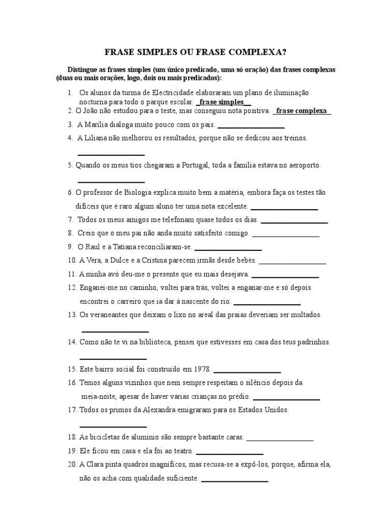 Frase Simples Ou Frase Complexa | PDF