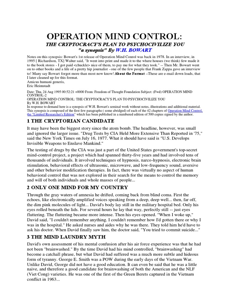 Operation Mind Control:: The Cryptocracy'S Plan To Psychocivilize You ...
