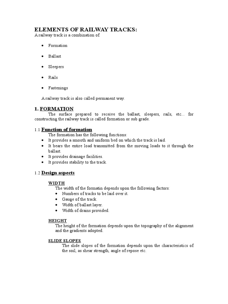Elements of Railway Tracks | PDF | Track (Rail Transport) | Rail ...
