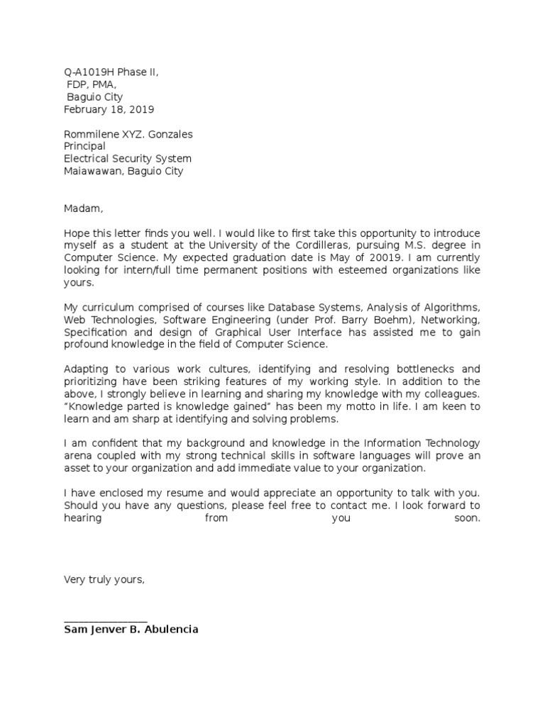 Application Letter | PDF