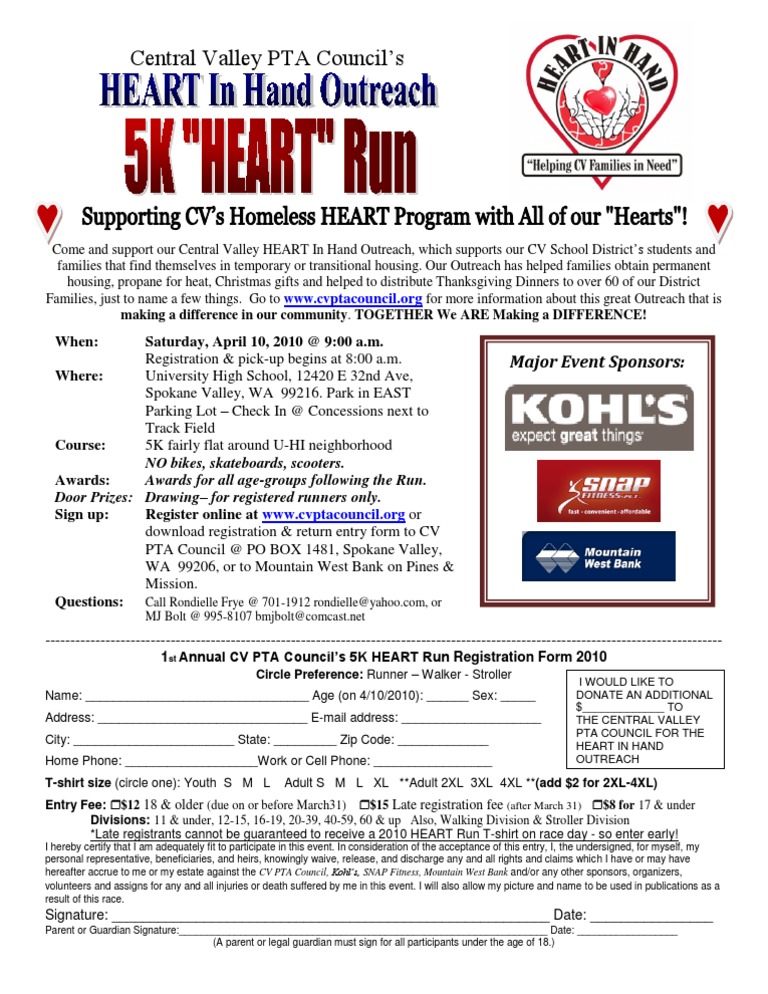 HEART Run Registration Form | Download Free PDF | Business
