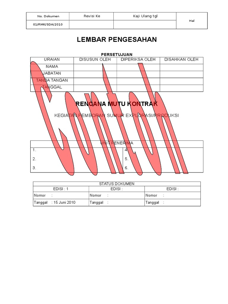 Rencana Mutu Kontrak (RMK) | PDF