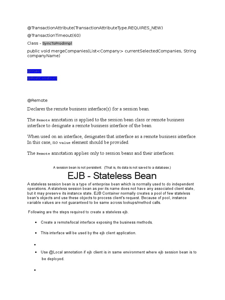 EJB - Stateless Bean | PDF | Enterprise Java Beans | Application Programming Interface