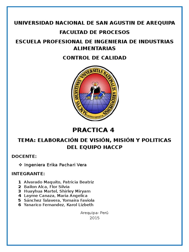Mision Vision y Politicas | PDF | Análisis de Riesgo y Puntos Críticos ...