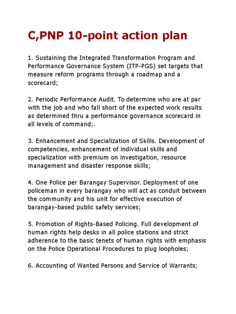 10 Point Action Plan | PDF