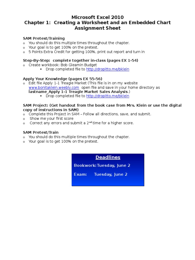 Microsoft Excel 2010 Chapter 1: Creating A Worksheet and An Embedded ...