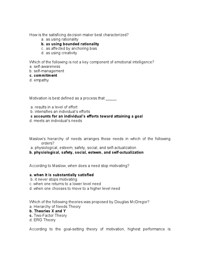 How Is The Satisficing Decision Maker Best | PDF | Self Actualization ...