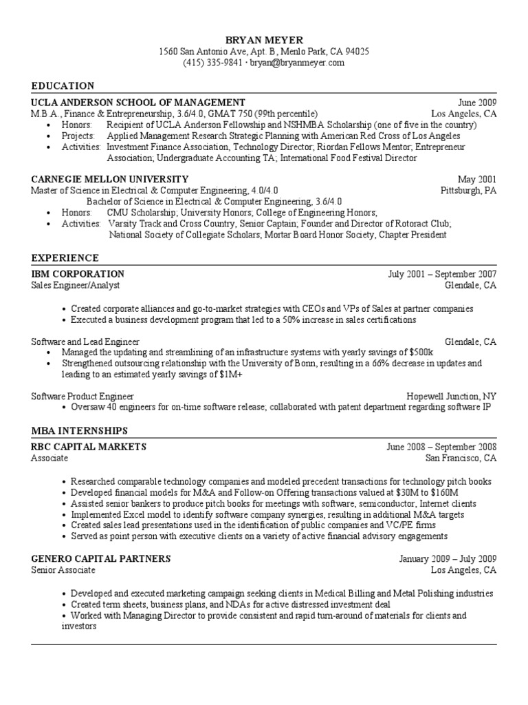 Bryan Meyer Resume | PDF | Carnegie Mellon University | Venture Capital