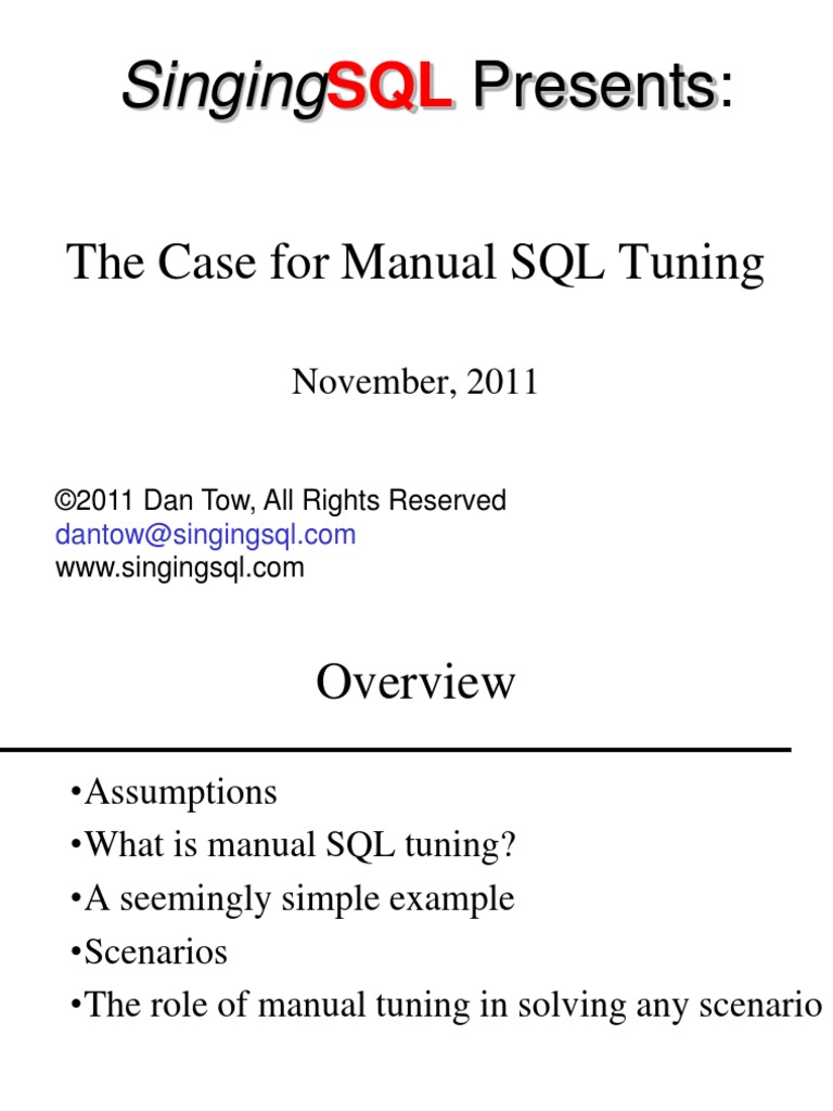 Dan Tow Manual SQL Tuning | PDF | Database Index | Sql Dan Tow Manual SQL Tuning | PDF | Database Index | Sql