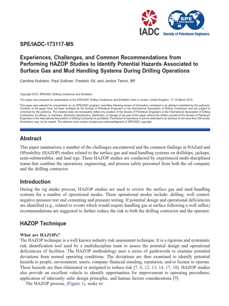 Hazop Surface Gas and Mud Handling Systems During Drilling Operations ...