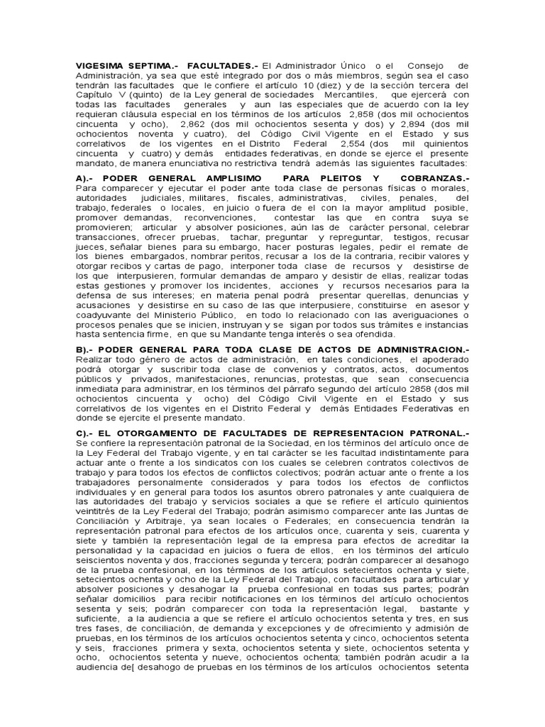 Poder acta constitutiva | México | Instrumento negociable