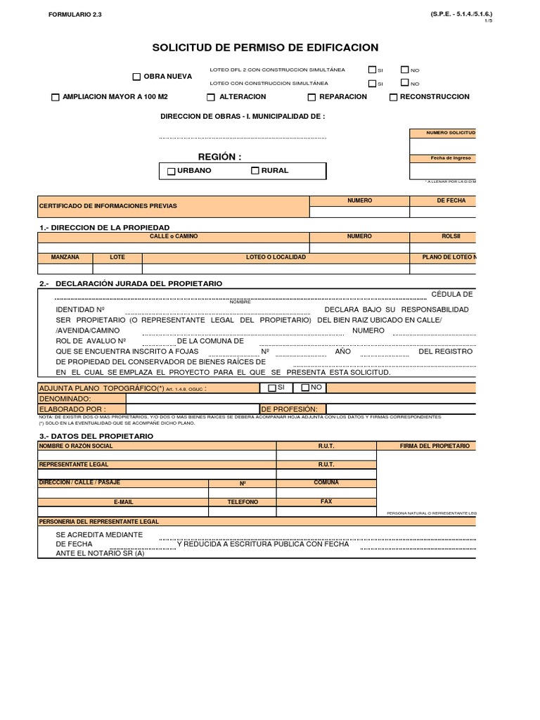 PE Permiso de Edificacion Solicitud | PDF | Arquitecto | Industrias