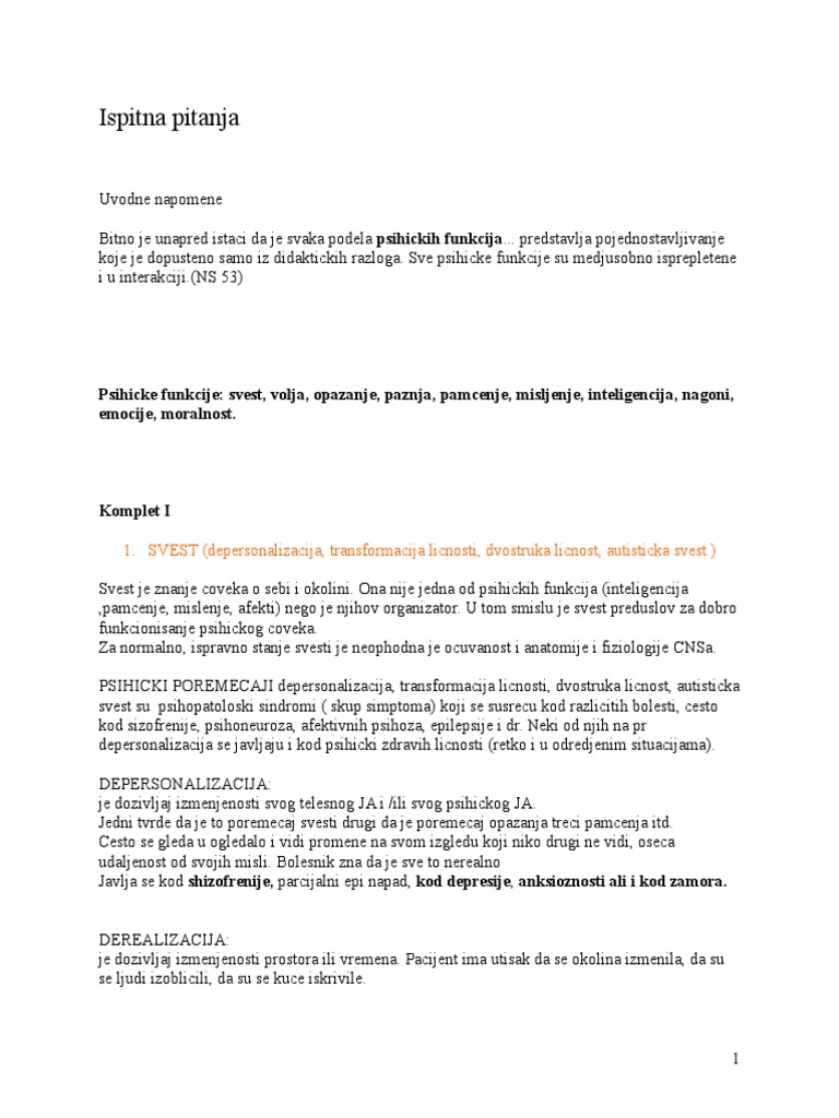 Psihijatrija Skripta | PDF