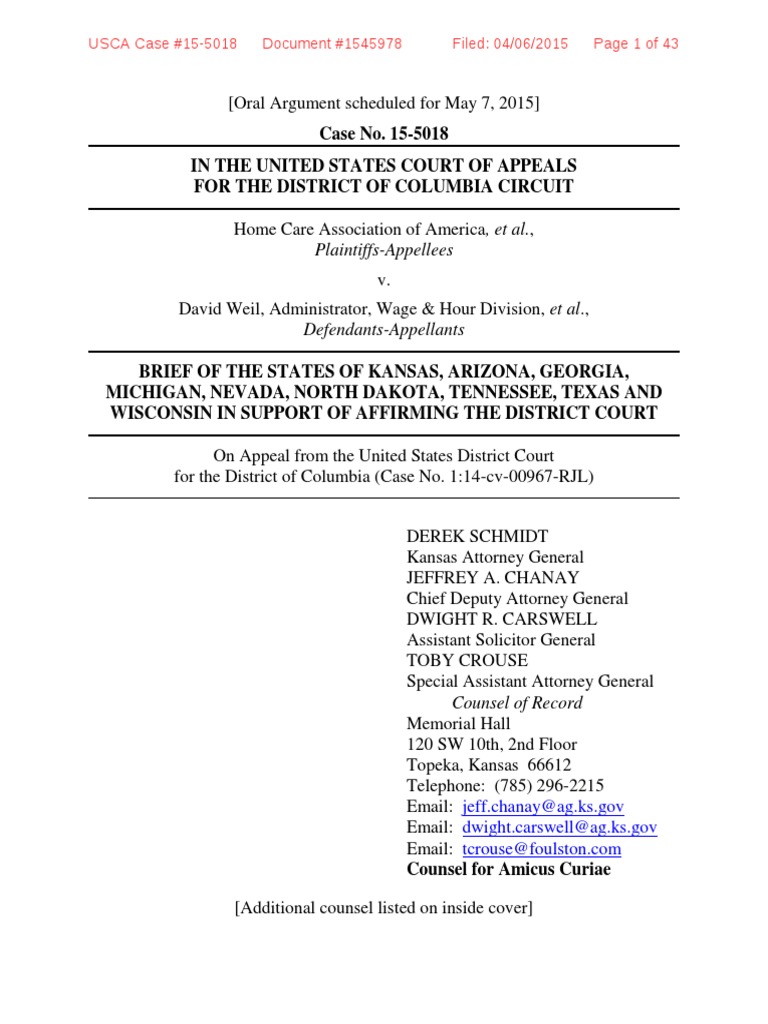 Amicus Brief Home Care Association of America Et Al., v. David Weil ...