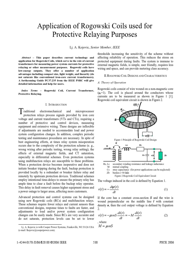 Application of Rogowski Coils | PDF | Transformer | Inductor