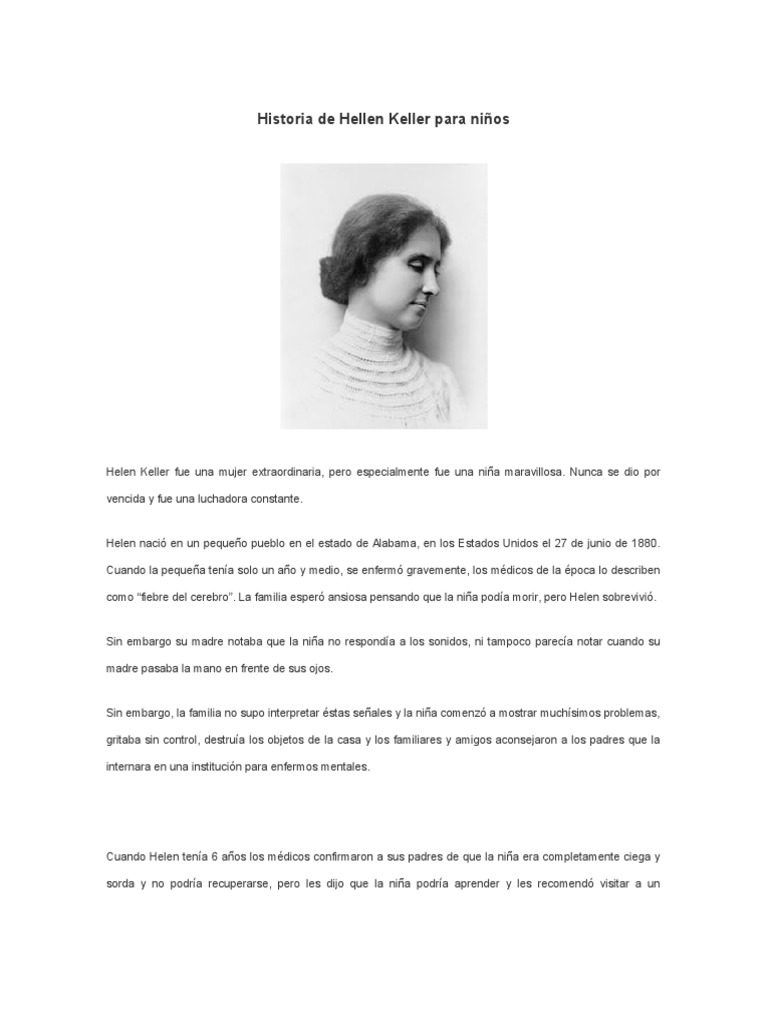 Historia de Hellen Keller para Niños | PDF | Helen Keller
