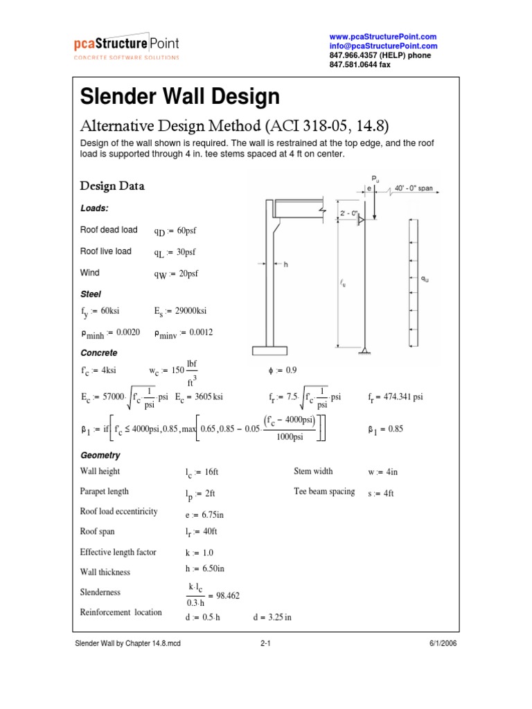 Slender Wall Byslender Wall Design | PDF | Engineering | Mechanics