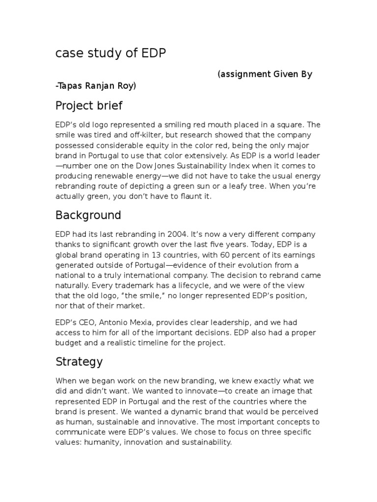 Case Study of EDP: Project Brief | PDF | Logos | Brand