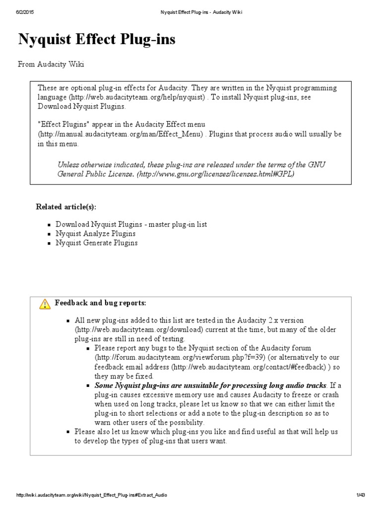 Nyquist Effect Plug-Ins - Audacity Wiki | PDF | Equalization (Audio) | Signal Processing