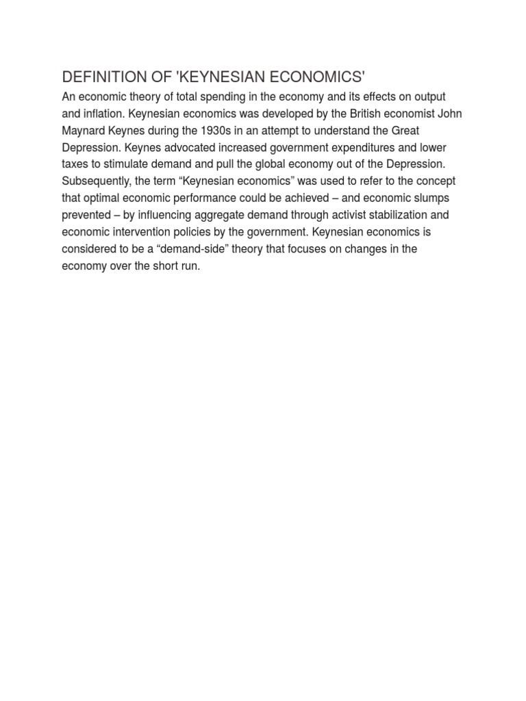 Keynesian Economics Explained | PDF