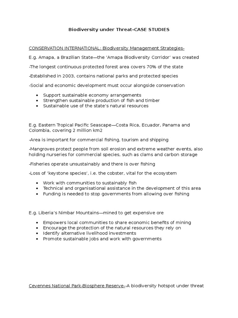 Biodiversity Conservation Case Studies | PDF | Biodiversity ...