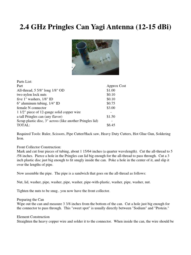 2pt4GHz Pringles Can Antenna | PDF