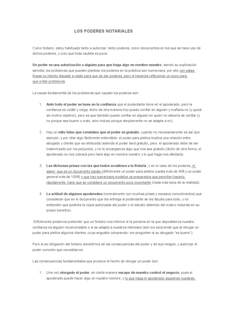 Los Poderes Notariales | PDF | Caso de ley | Toma de decisiones