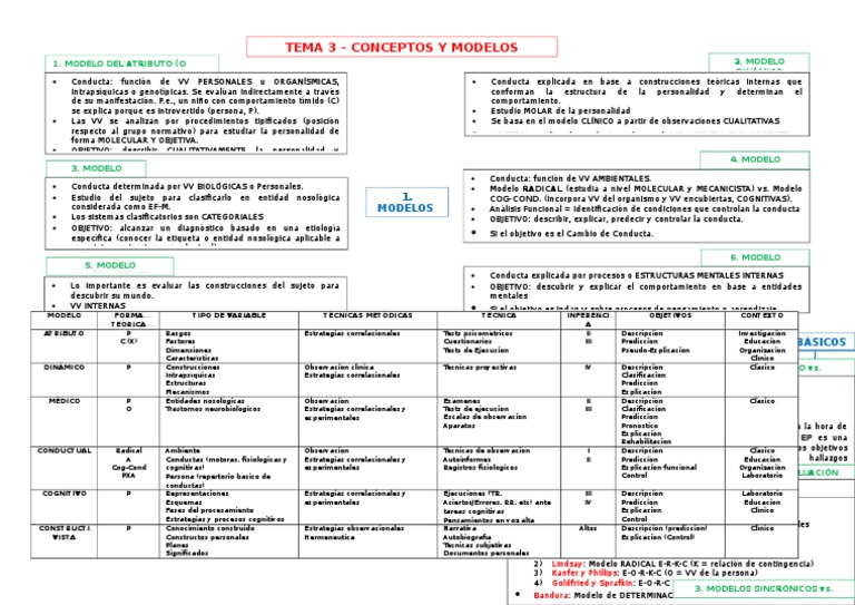 Mapa T3. Conceptos y Modelos (Ballesteros) | PDF | Comportamiento | Mente