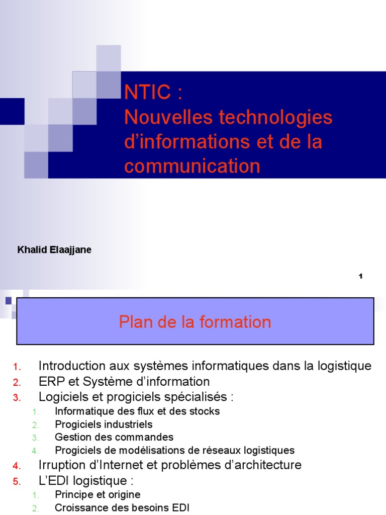 NTIC et ERP : Optimisation Logistique | PDF | Progiciel de gestion intégré | Informatique