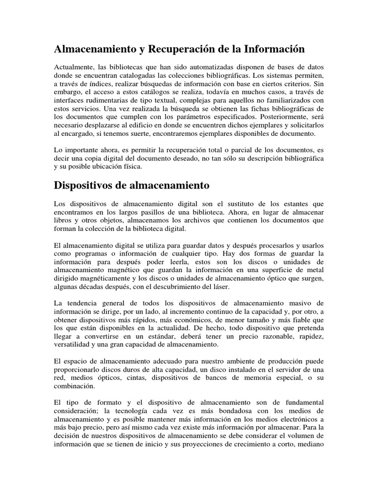 Almacenamiento y Recuperación de La Información | PDF | La seguridad ...