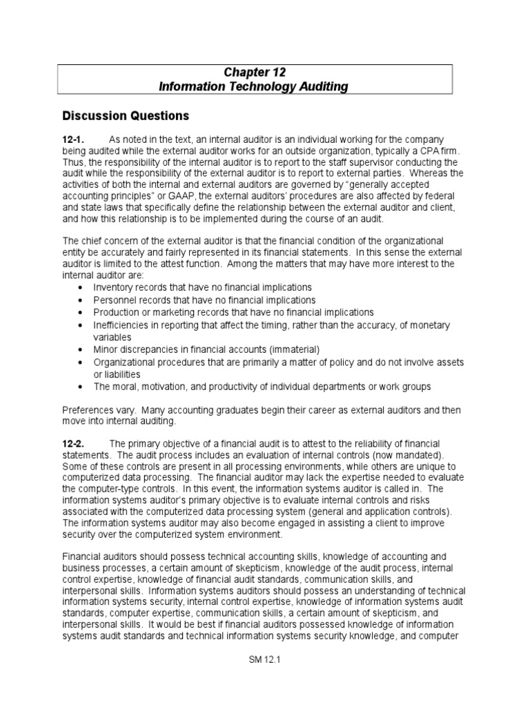 ch12 Accounting Systems Solution Manual | PDF | Financial Audit | Audit