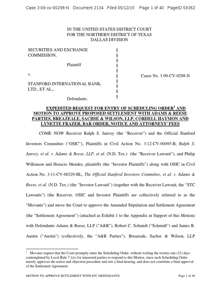 Motion To Approve | PDF | Settlement (Litigation) | Lawsuit