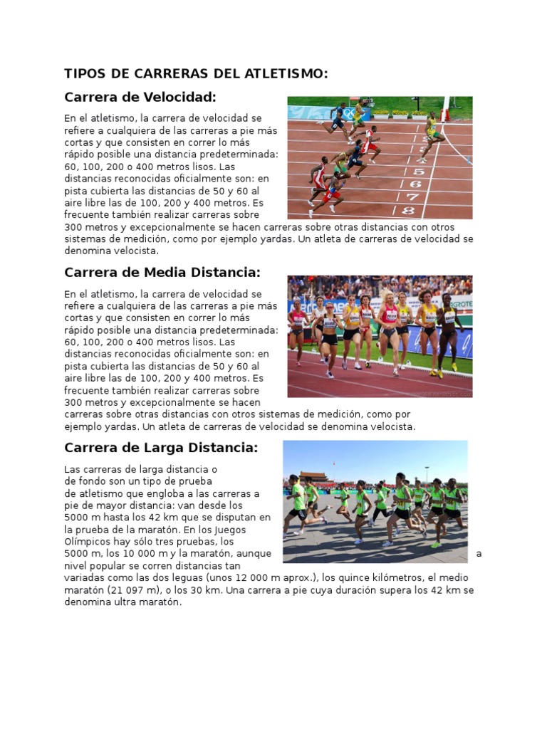 Tipos de Carreras Del Atletismo | PDF | Carreras | Deportes