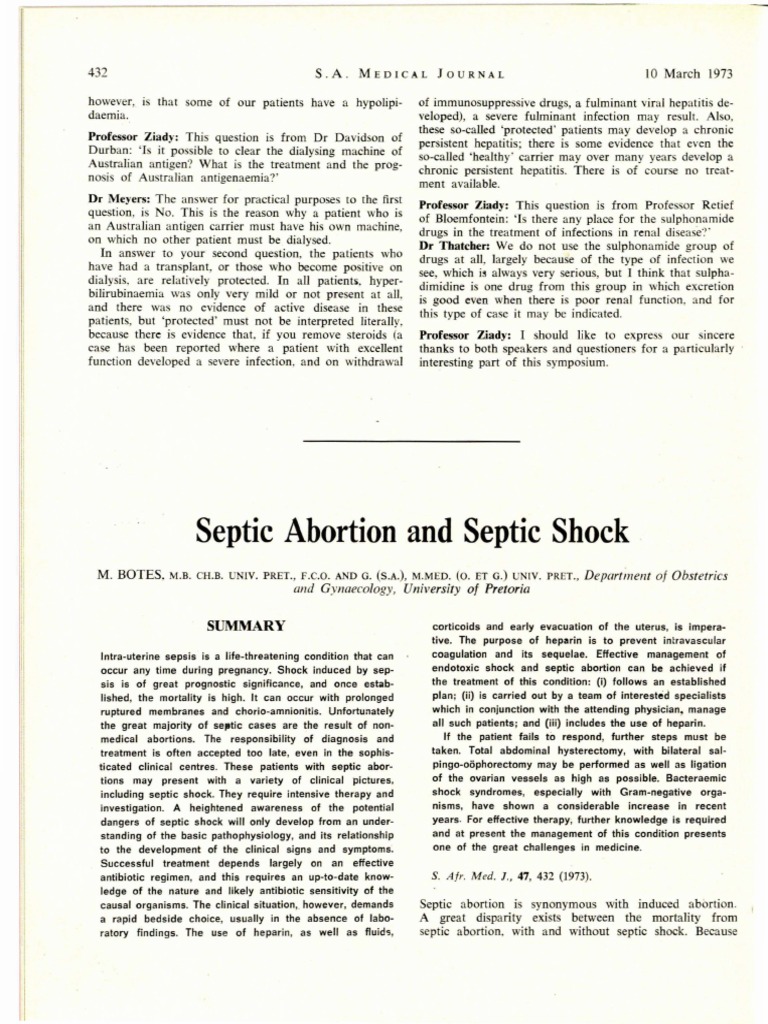 Management of Septic Abortion and Shock | PDF | Sepsis | Intravenous ...