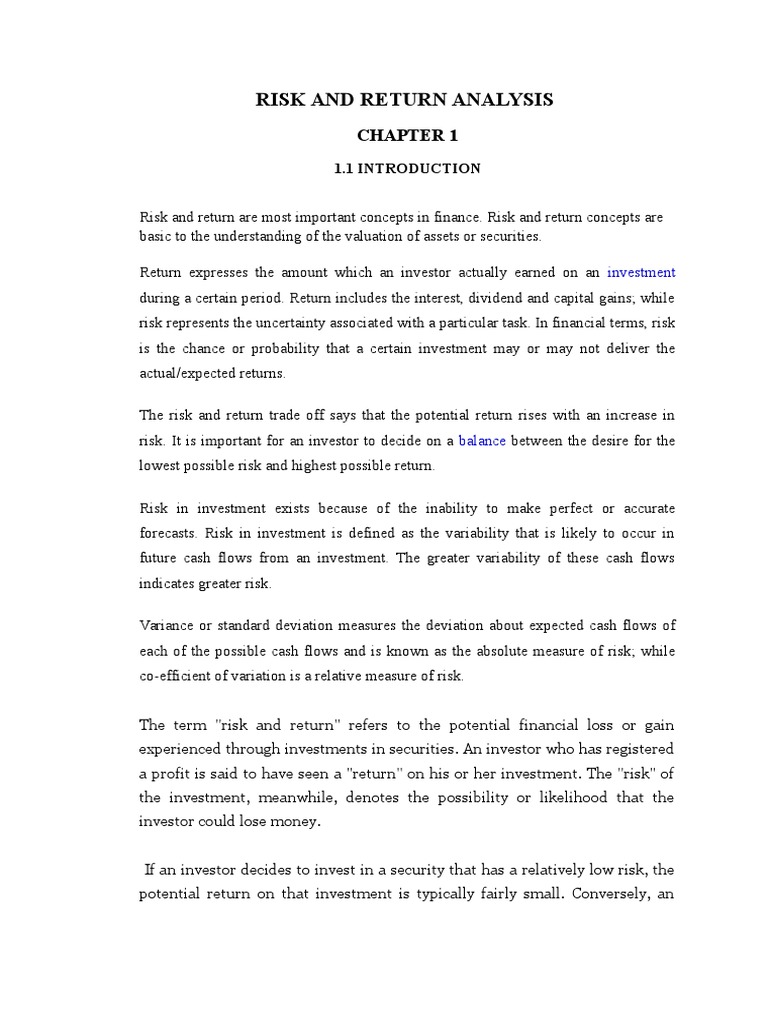 Risk and Return in Investments Analysis | PDF | Beta (Finance ...