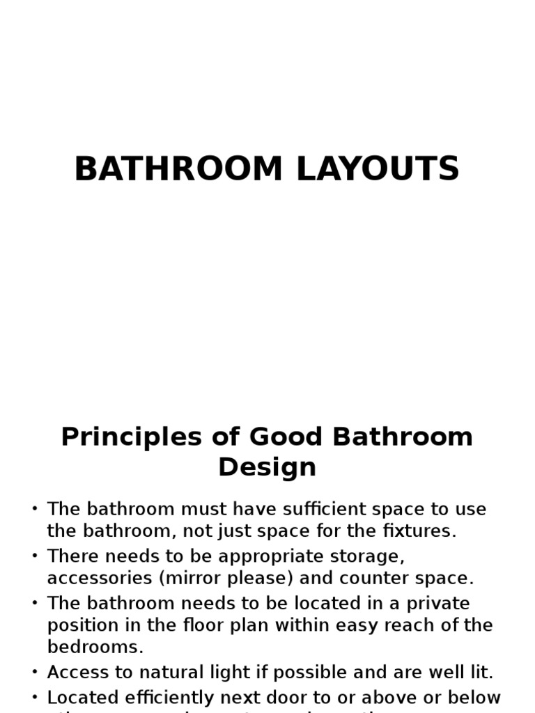 BATHROOM DESIGN PRINCIPLES | PDF | Bathroom | Bathing