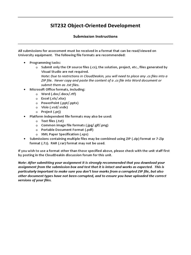 Submission Format Guidelines for SIT232 | PDF | Art | Computers