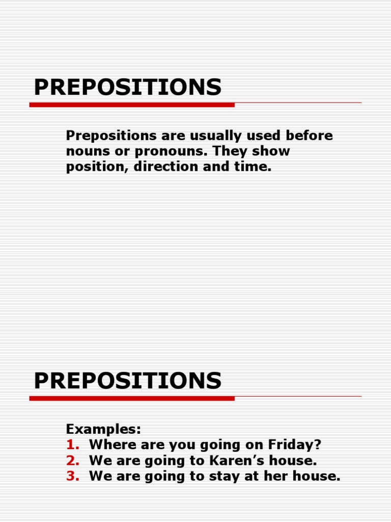 Prepositions Before Nouns Explained | PDF
