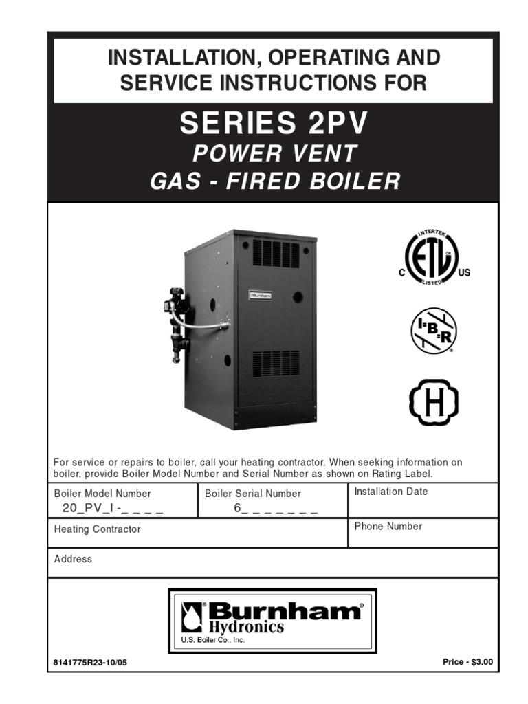 Burnham Series 2PV Install Instructions | PDF | Water Heating | Valve