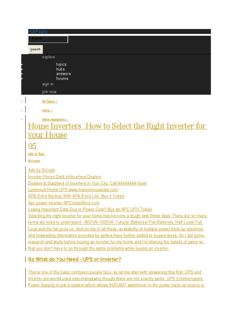 Inverter | PDF | Power Inverter | Battery (Electricity)