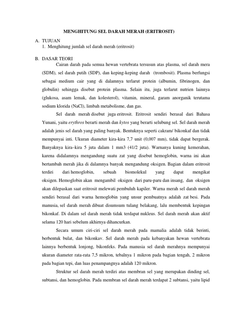 Menghitung Sel Darah Merah | PDF Menghitung Sel Darah Merah | PDF