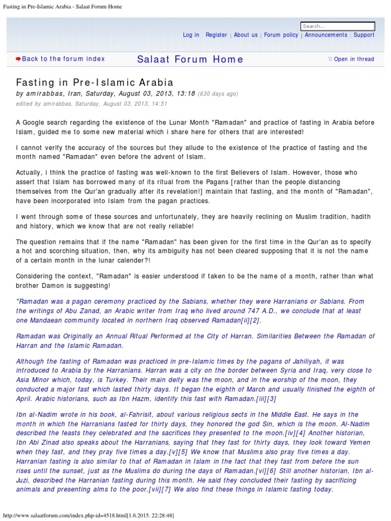 The Origins of Ramadan and Fasting: Exploring Evidence of Pre-Islamic ...